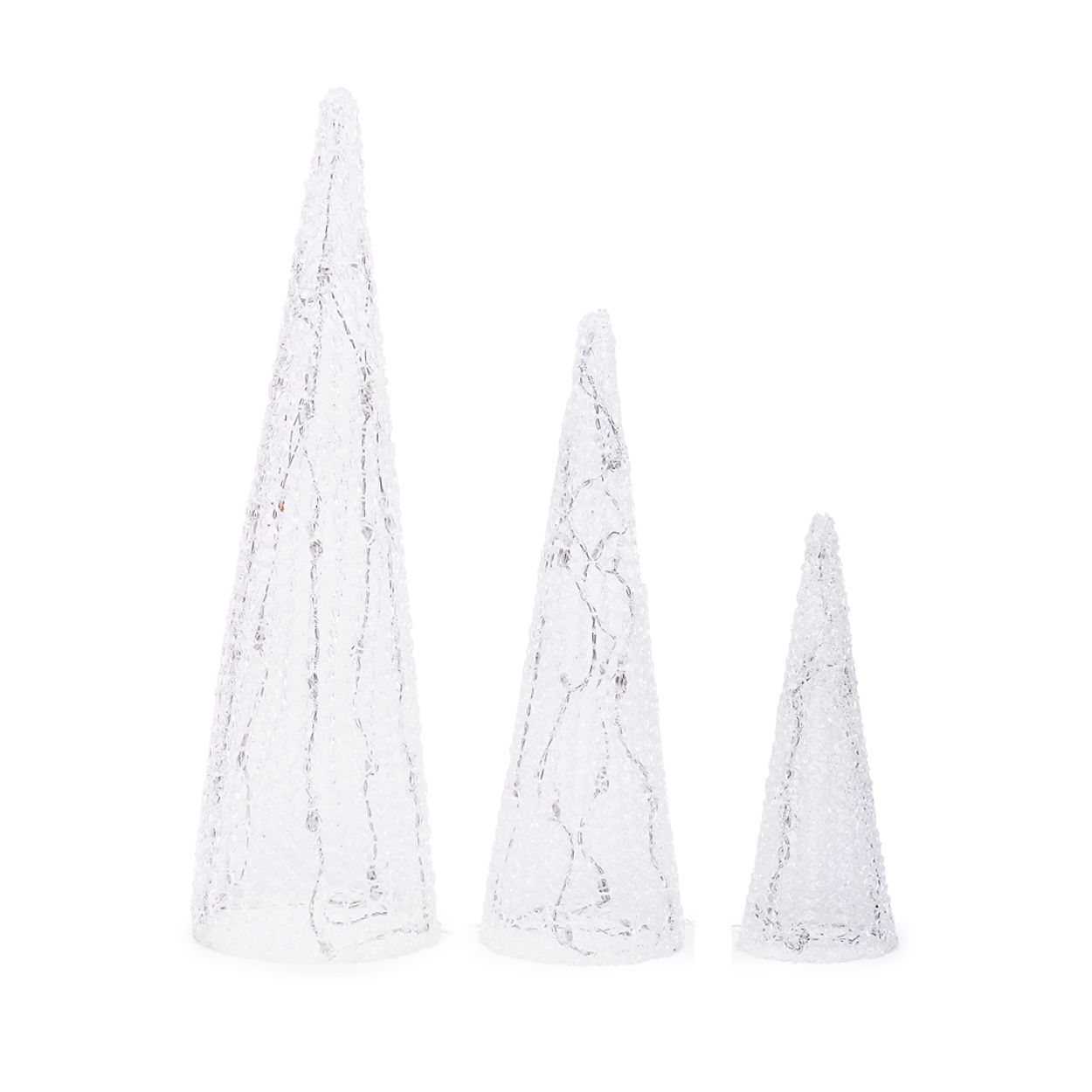 Trio Cones Decorativos com 60 Leds Branco - Festas da 25 - Festas da 25